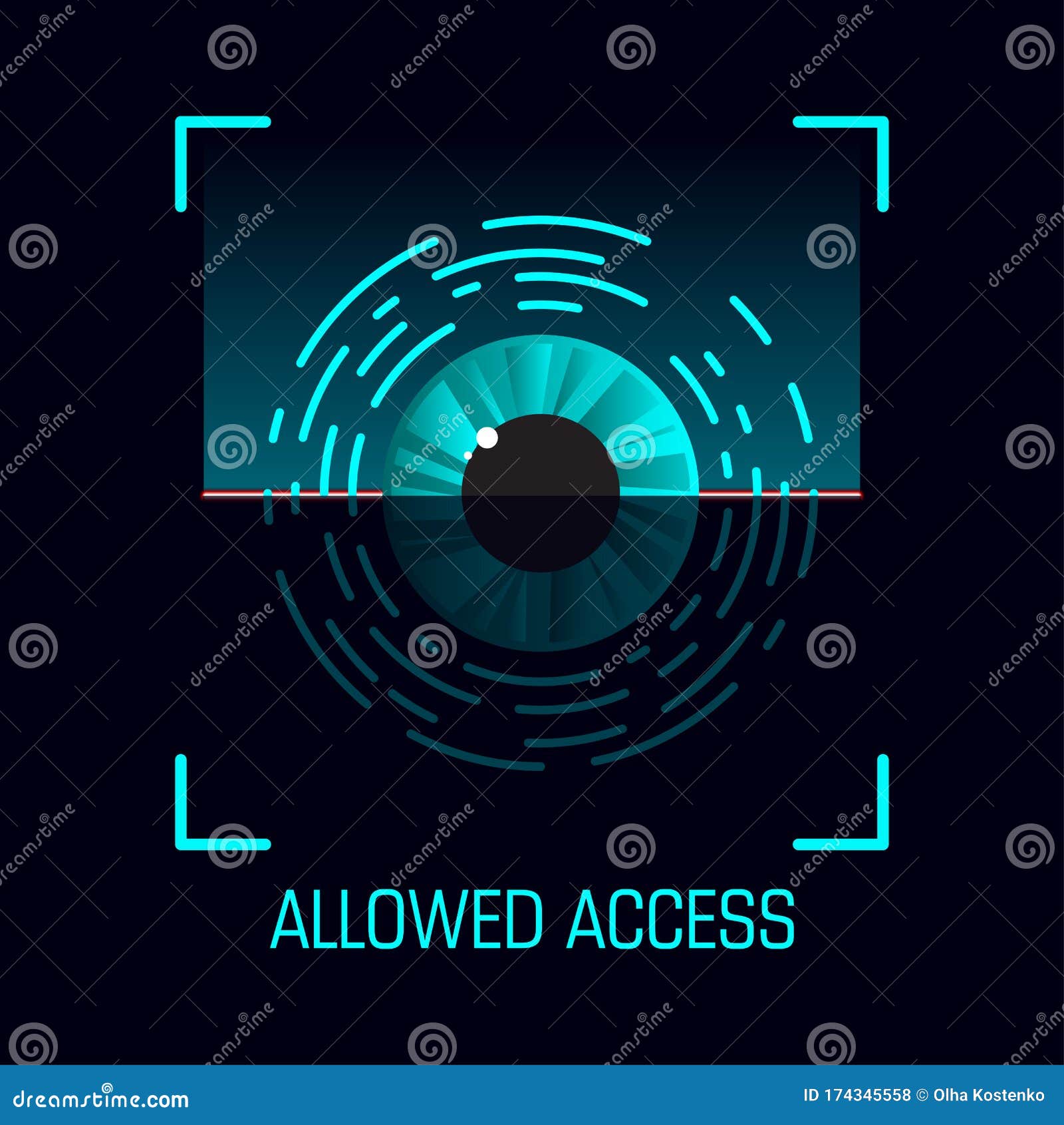 Retinal Scan, Future Technology Flat Design Icon Cartoon Vector ...