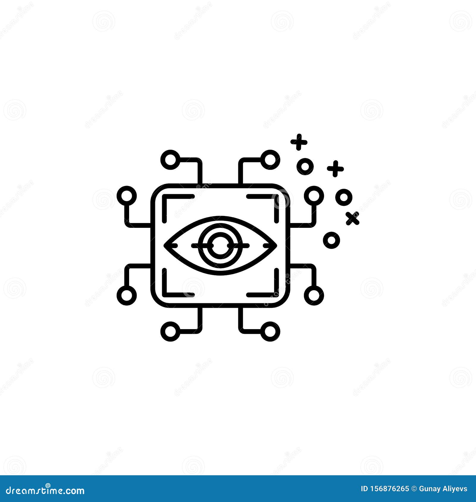 Retinal Scan, Future Technology Flat Design Icon Cartoon Vector ...