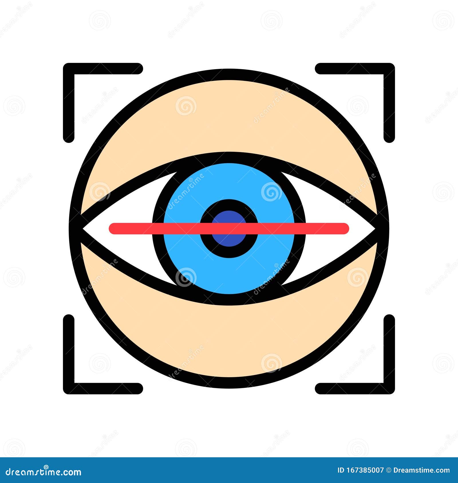 Retinal Scan, Future Technology Flat Design Icon Cartoon Vector ...