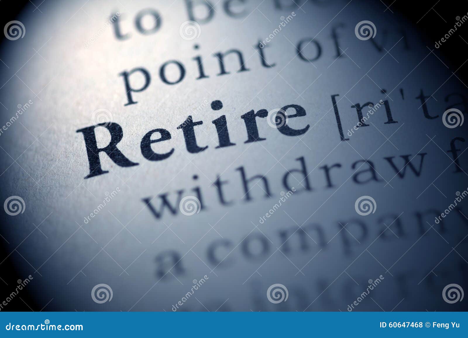 Retire stock photo. Image of close, blue, printing, text - 60647468