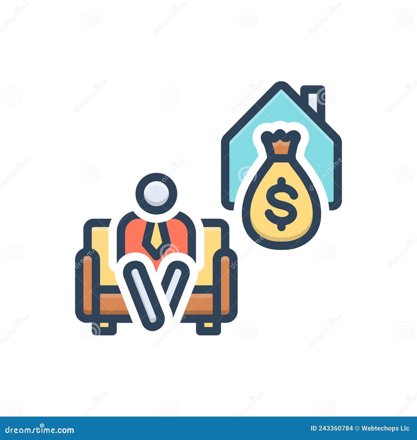 Color Illustration Icon for Retire, Give and Work Stock Illustration ...