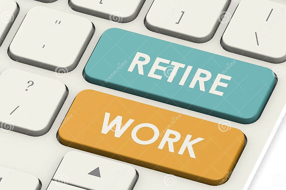 Retire and Work Word on White Keyboard Stock Illustration ...