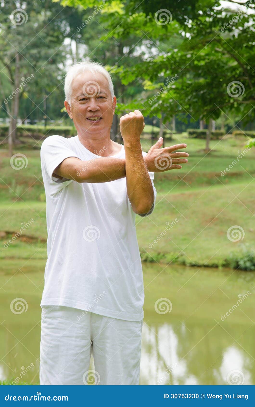 Retired Asian Chinese Senior Man Exercising Stock Photo - Image of ...