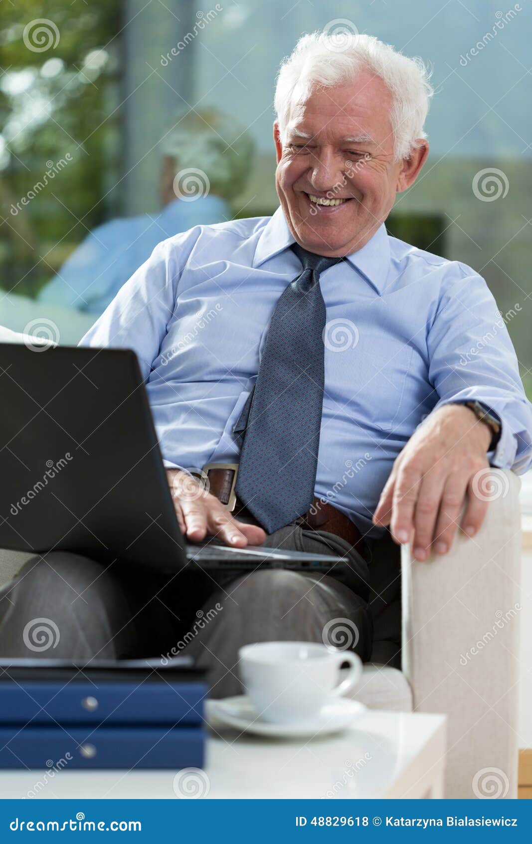 Retired Businessman Using Laptop Stock Photo - Image of natural ...