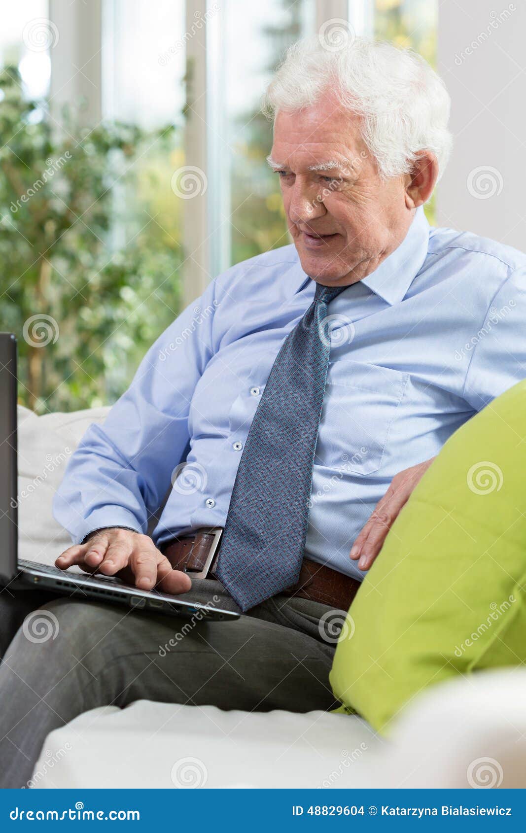 Retired Businessman Working at Home Stock Photo - Image of room ...