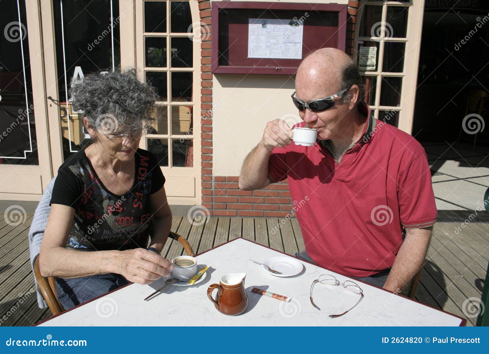Retired Couple Enjoying Coffee Stock Photo - Image of grey, happiness ...