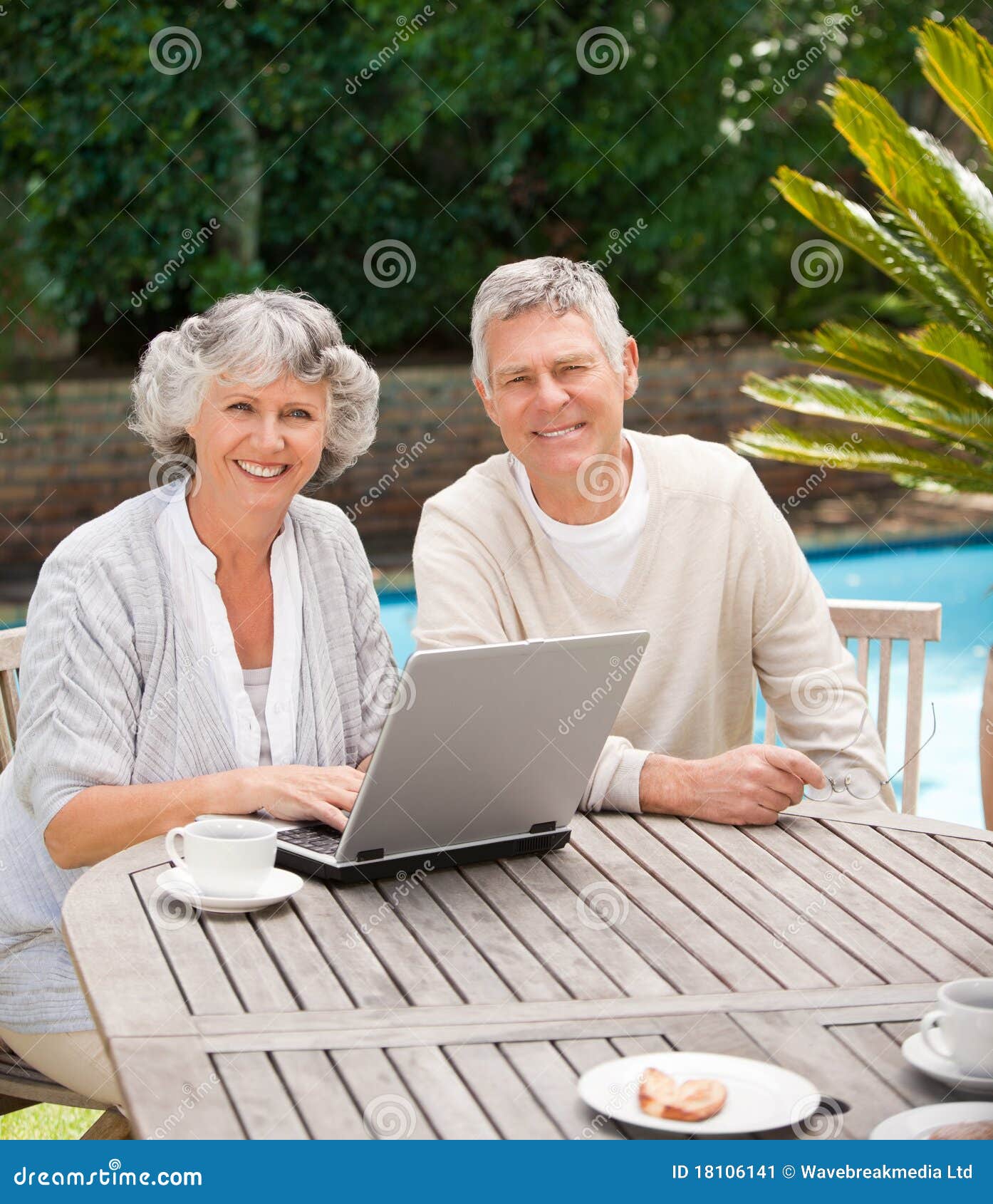 Retired Couple Working on Their Laptop Stock Image - Image of business ...
