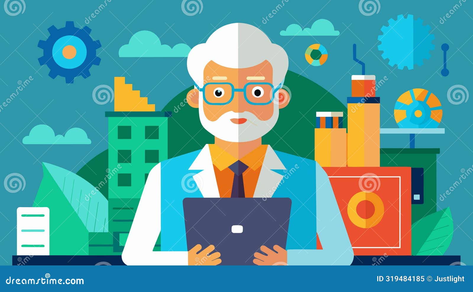 Engineer Using Holographic Interfaces In A High-tech Lab, Futuristic ...