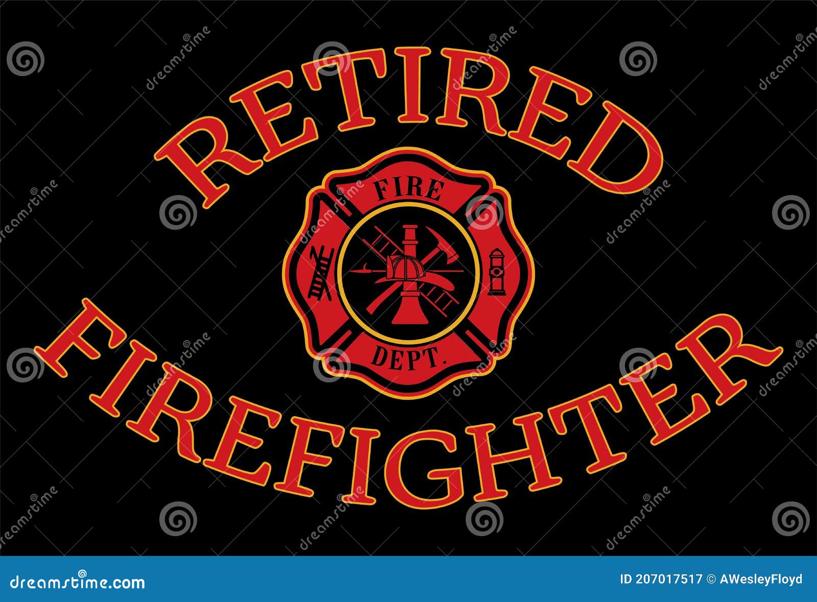 Retired Firefighter Silver Emblem Cartoon Vector | CartoonDealer.com ...