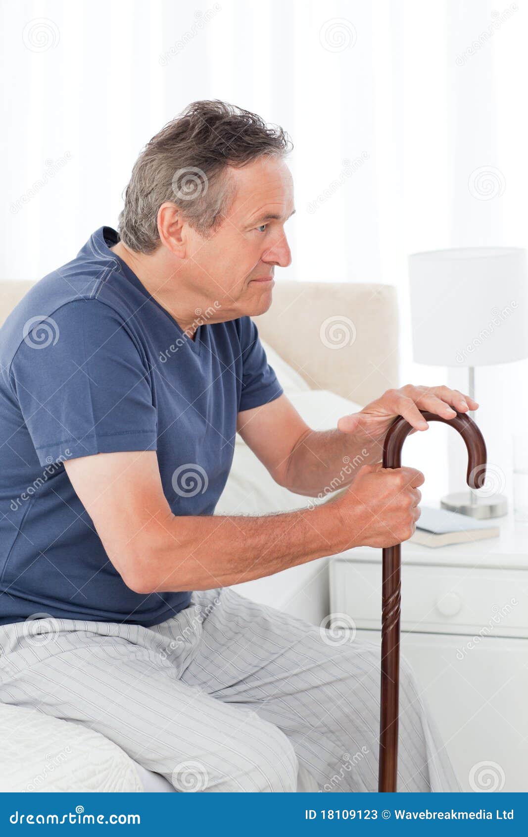 Retired Man with His Walking Stick Stock Image - Image of nursing, aged ...