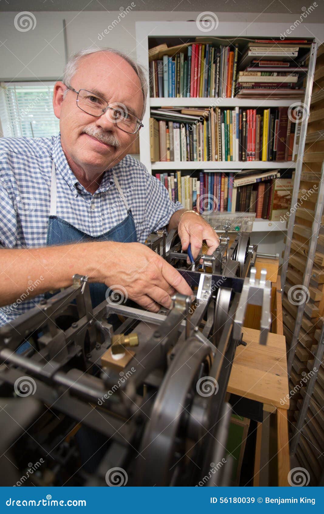 Retired man in workshop stock image. Image of grey, haired - 56180039