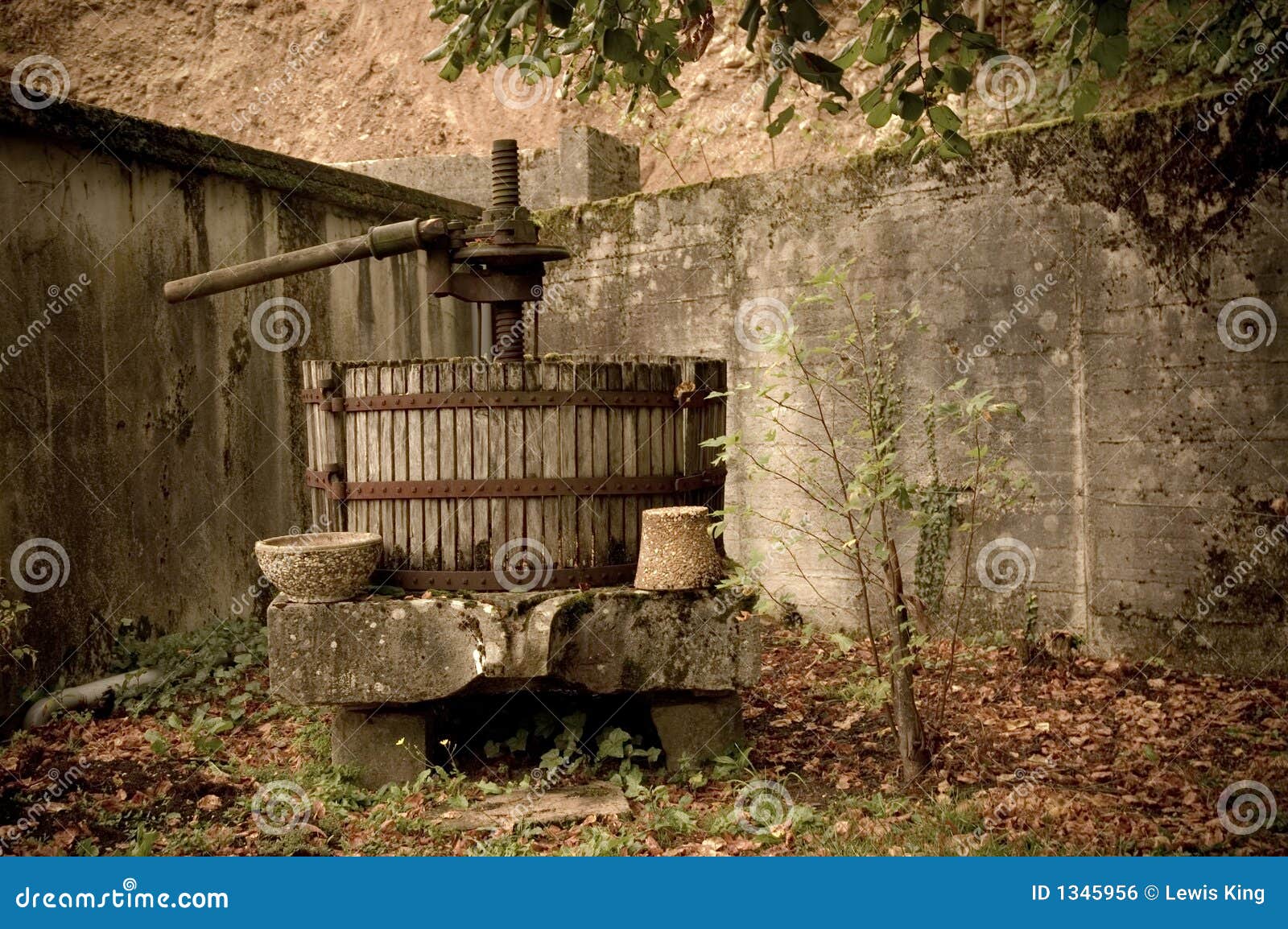 Old Wine Press. Traditional Old Technique Of Wine Making, Wooden ...