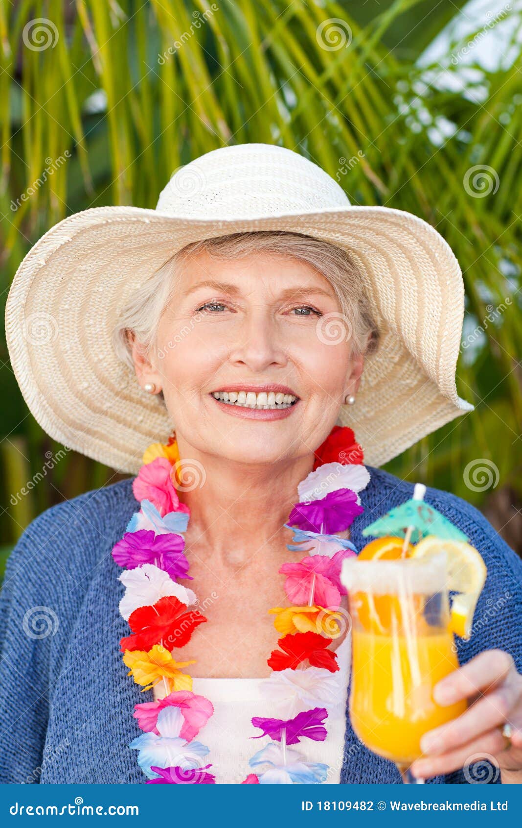Retired Woman Drinking a Cocktail Under the Sun Stock Photo - Image of ...