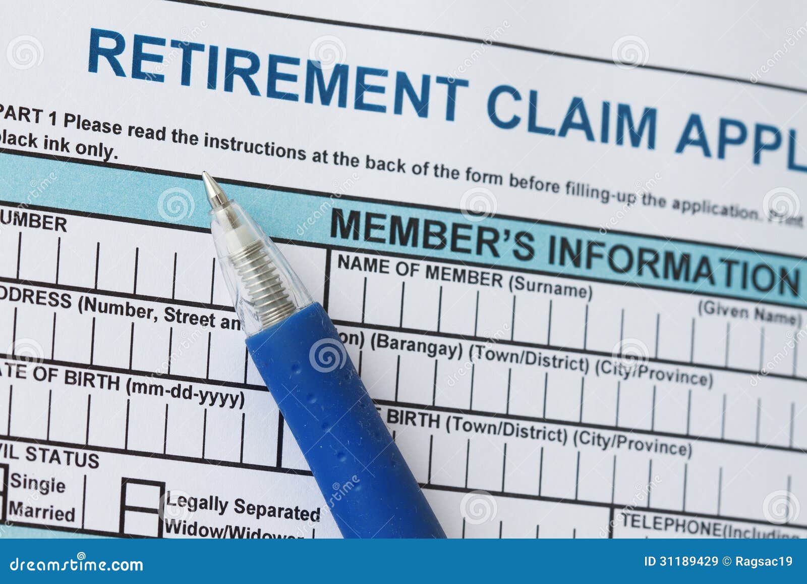 Retirement Claim Application Form Stock Image - Image of crisis ...