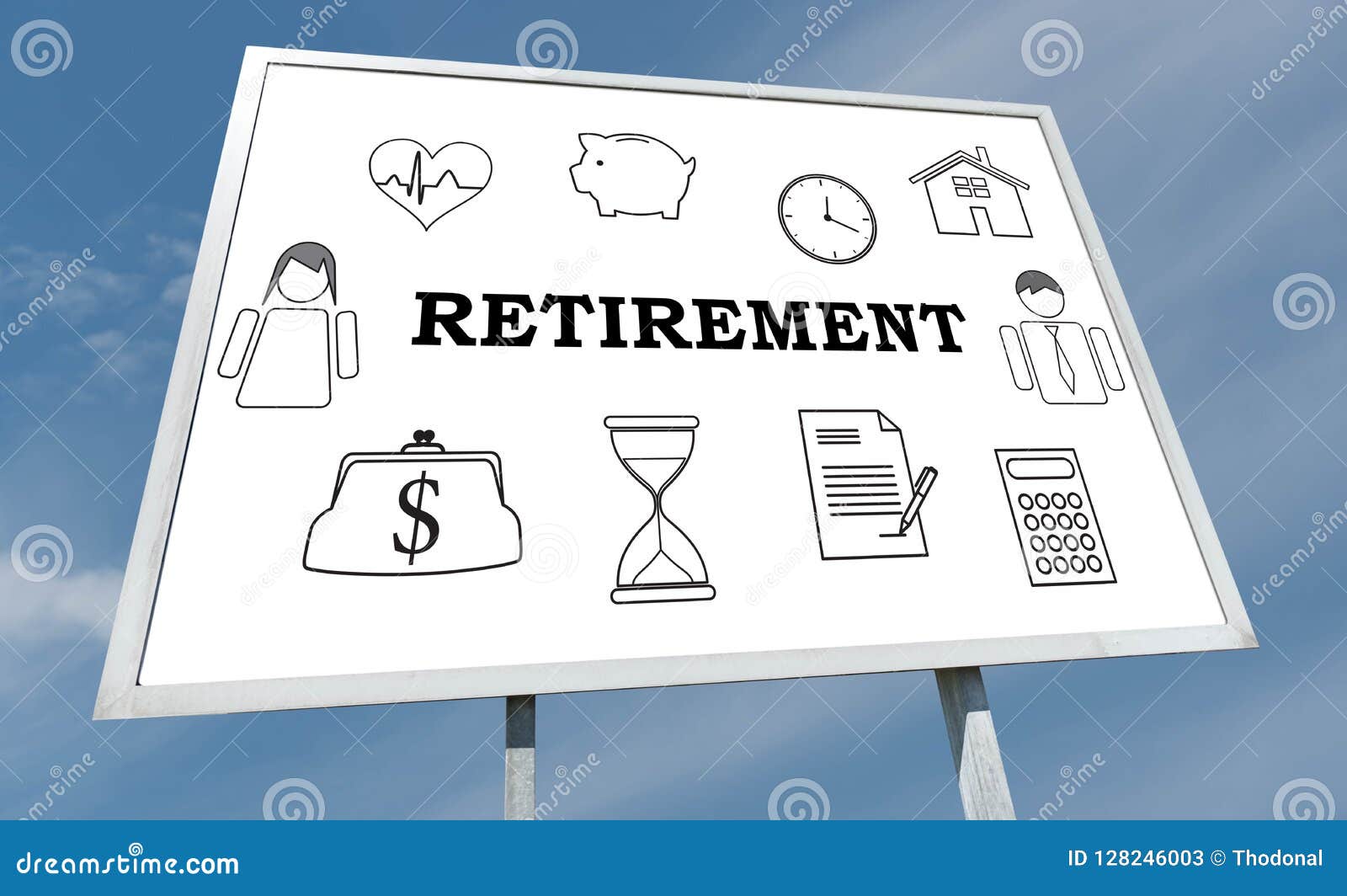 Retirement Concept on a Billboard Stock Image - Image of life, cash ...