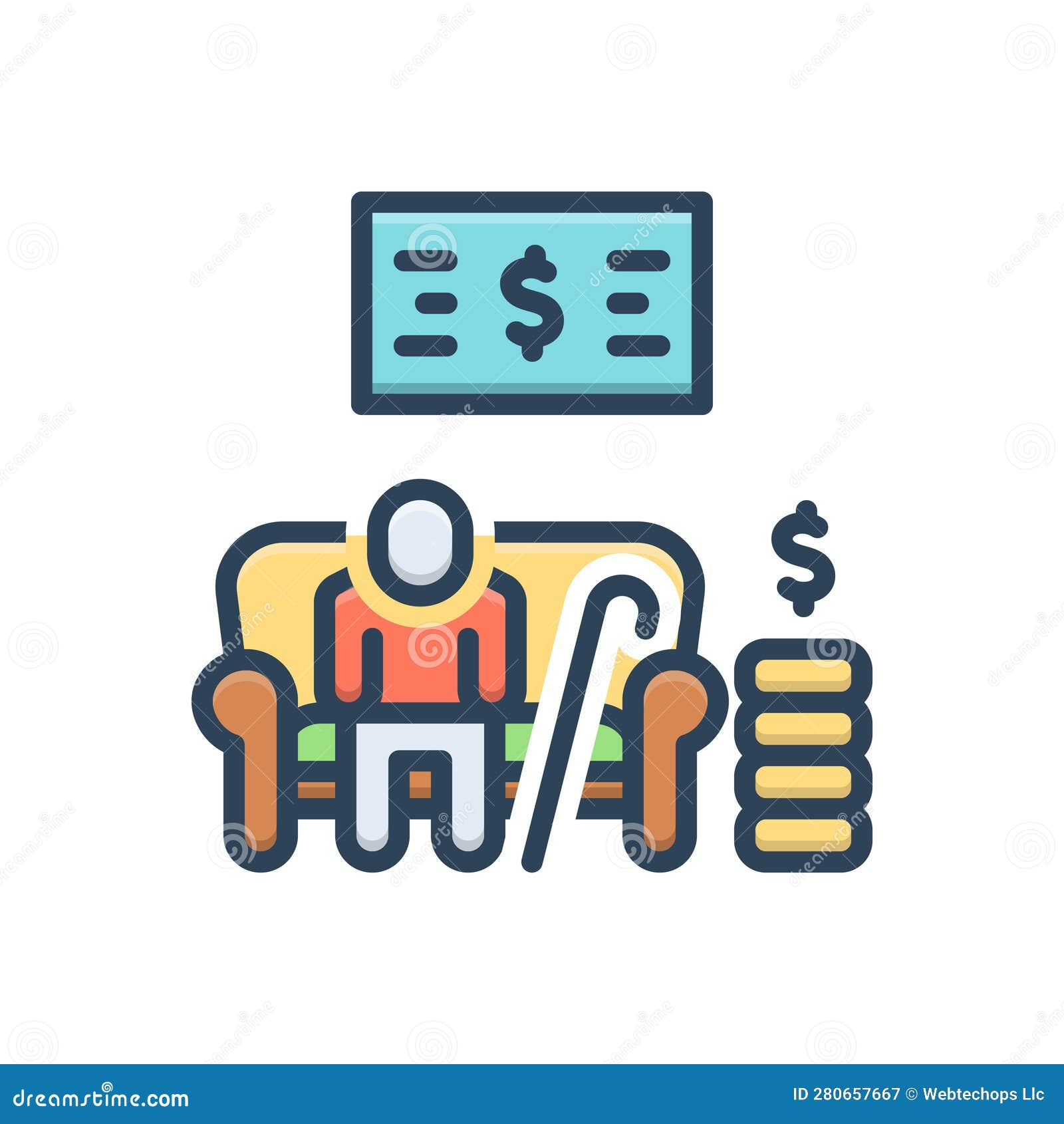 Color Illustration Icon for Retirement, Evacuation and Elder Stock ...