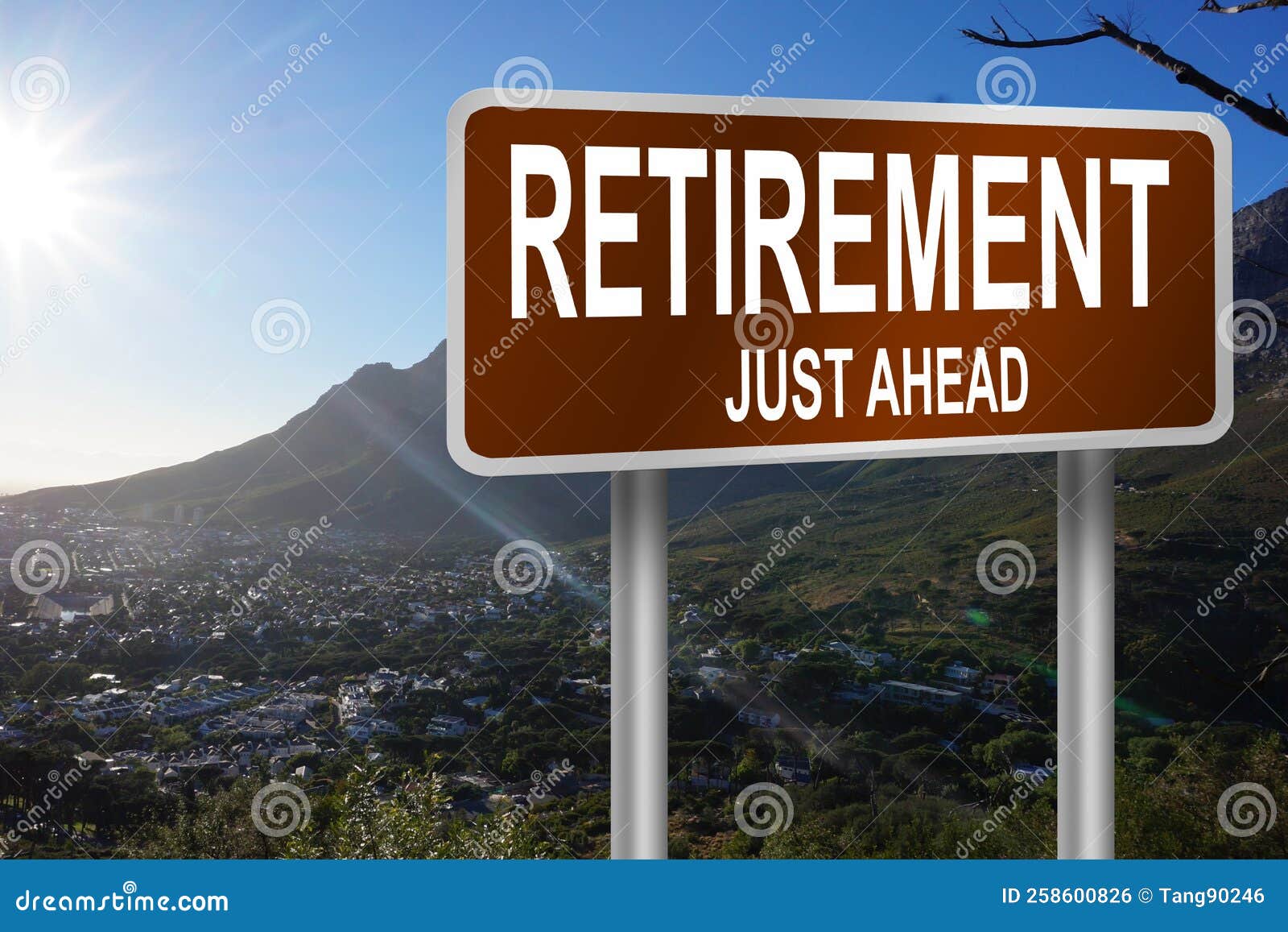 Retirement Just Ahead Road Sign Stock Photo - Image of elderly, career ...