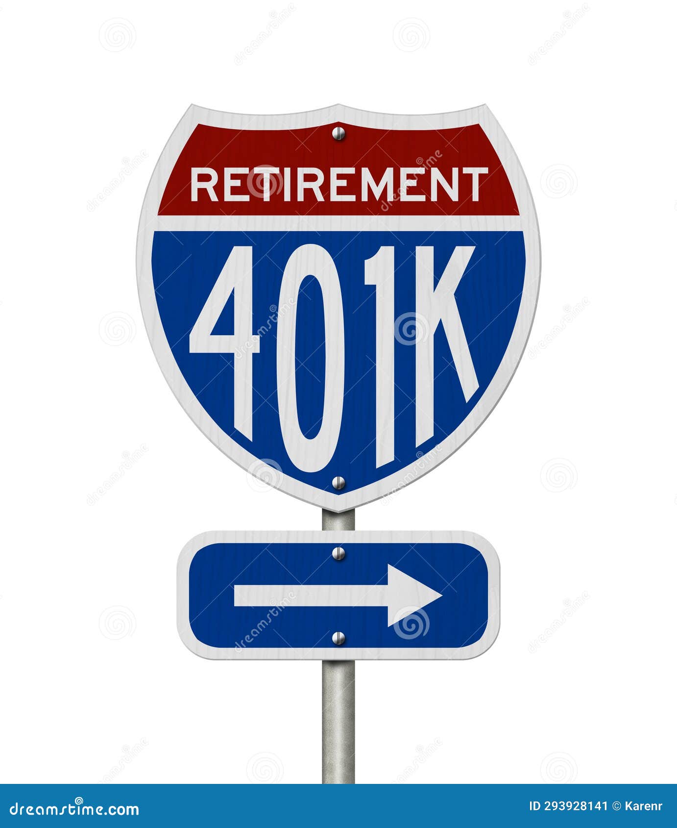 Retirement 401k Message on Highway Road Sign Stock Illustration ...