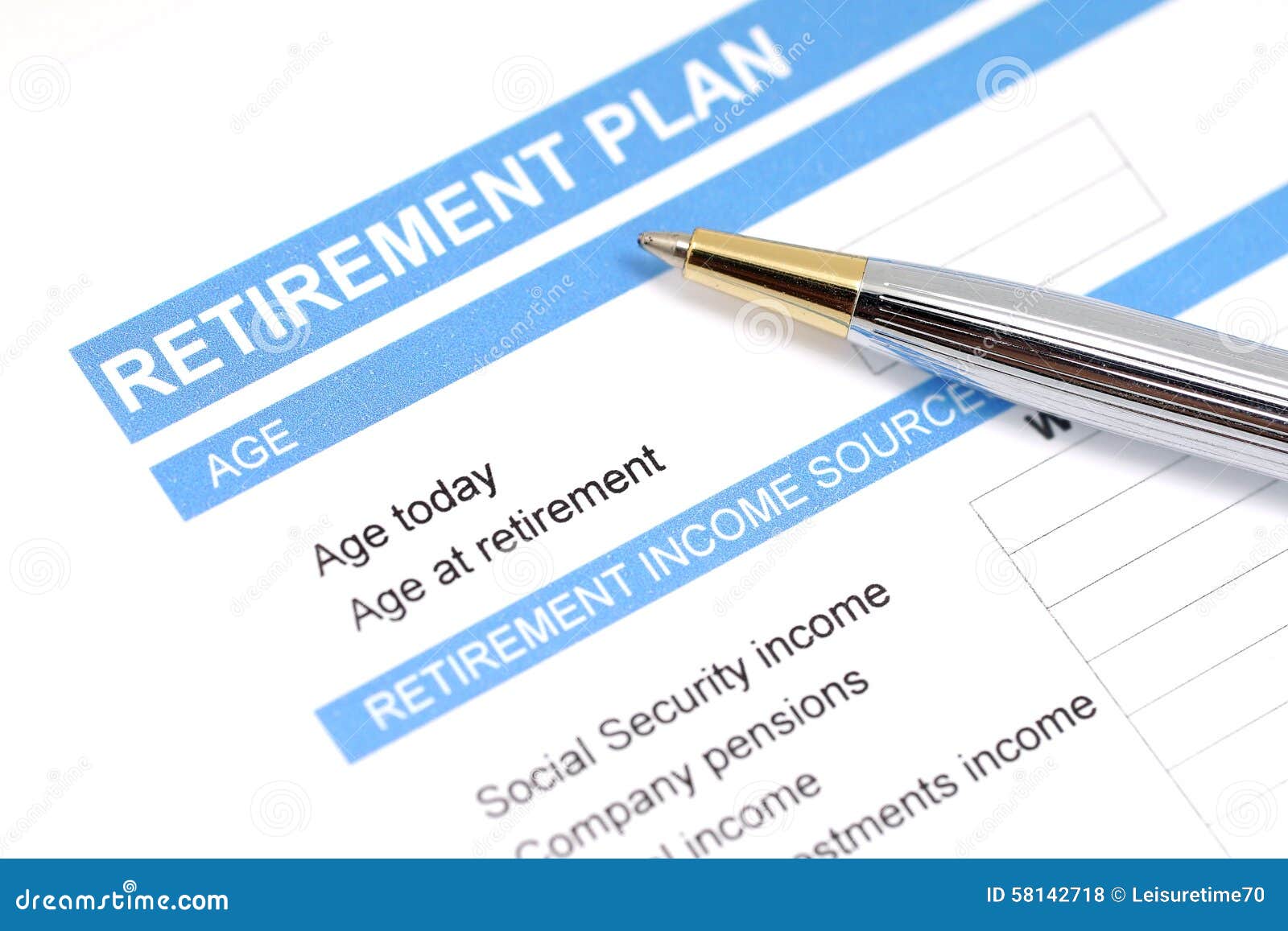 Retirement plan document stock photo. Image of fund, retire - 58142718