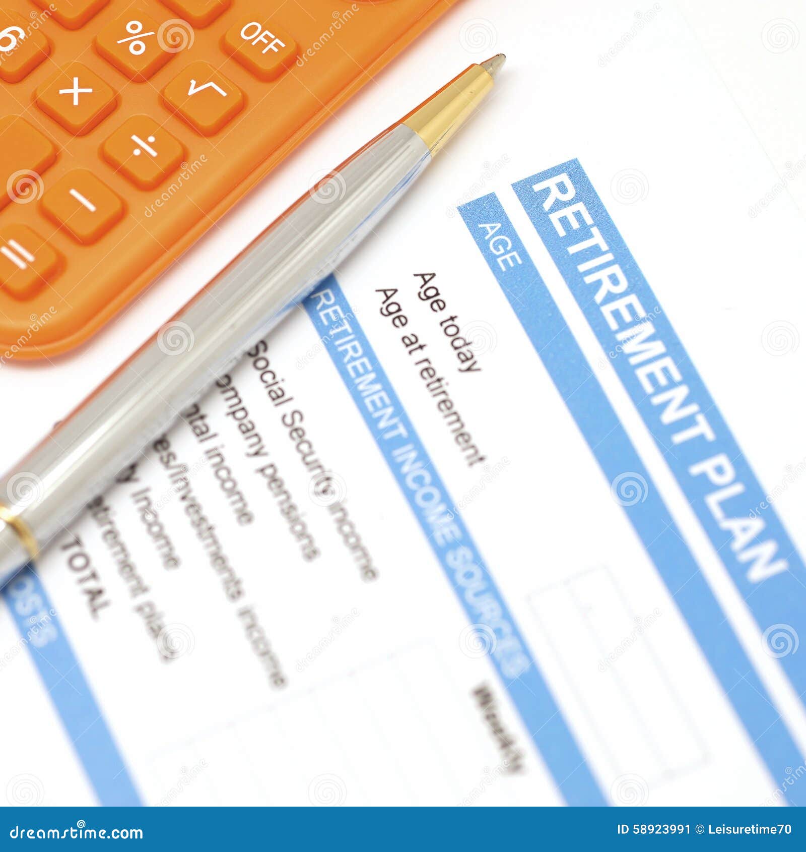Retirement Plan Document with Pen and Calculator Stock Image - Image of ...