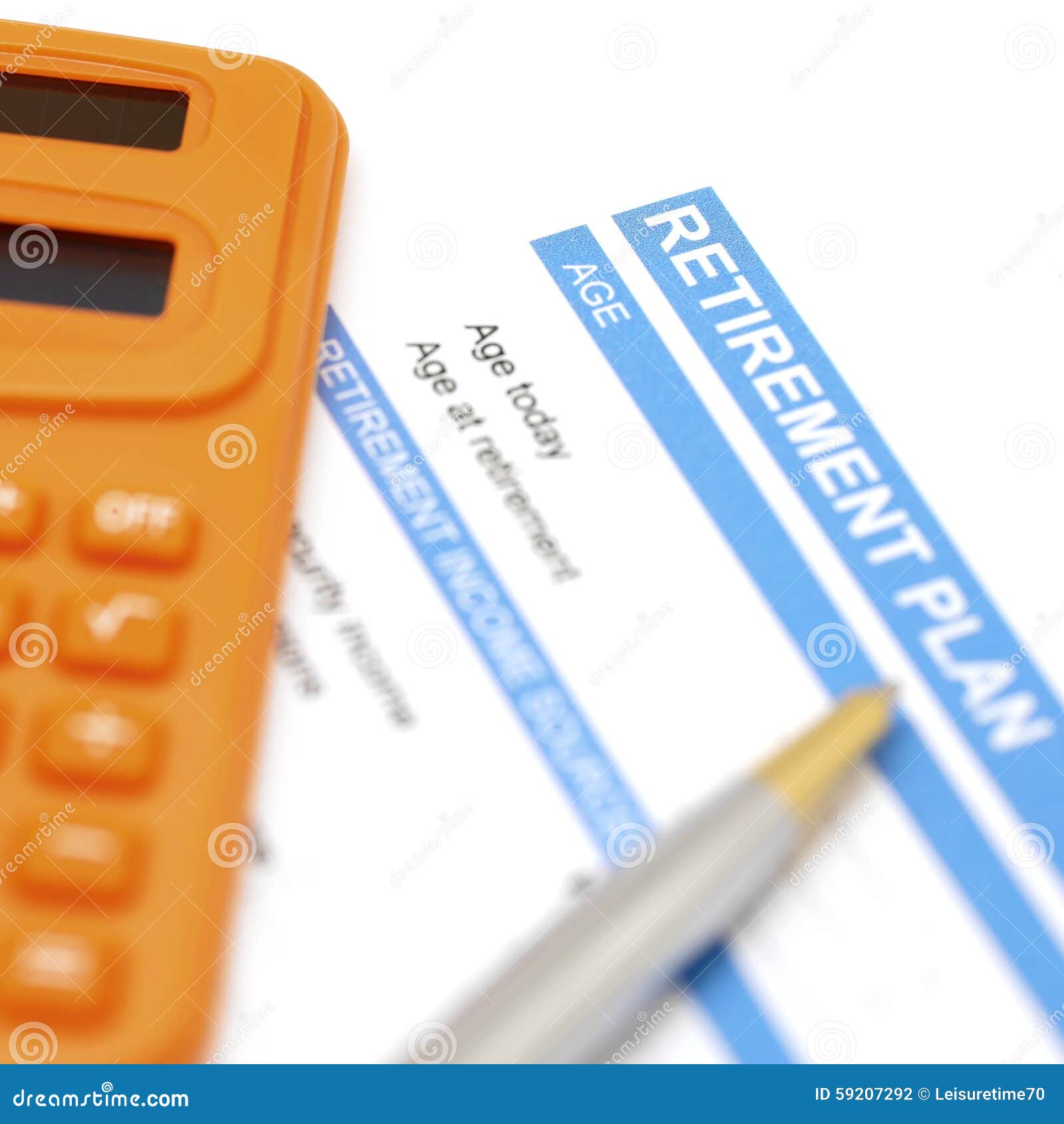 Retirement Plan Document with Pen and Calculator Stock Photo - Image of ...