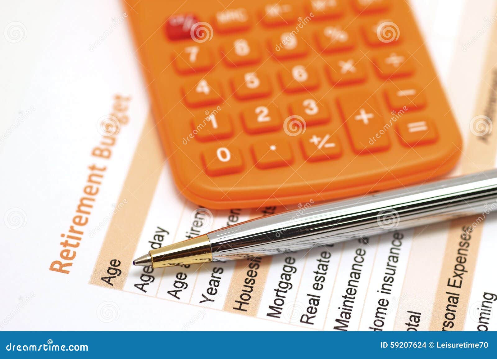 Retirement Plan Document with Pen and Calculator Stock Photo - Image of ...