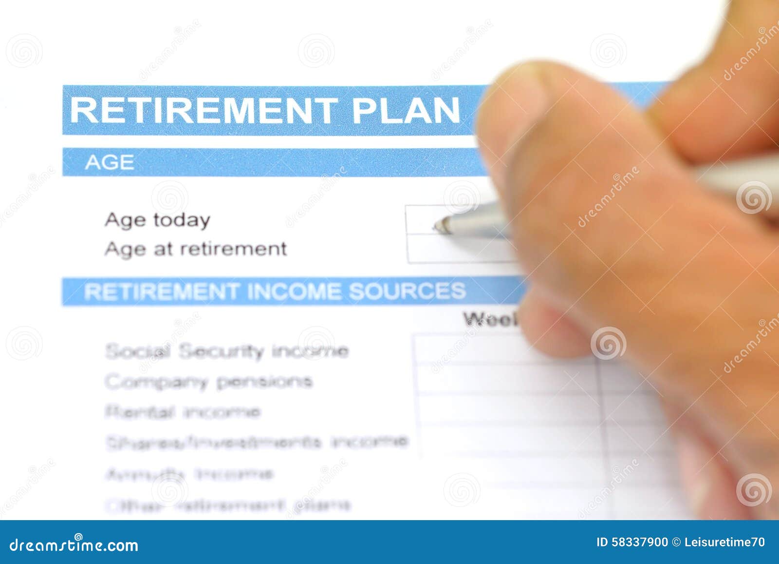 Retirement Plan Document with Pen Stock Photo - Image of lifetime, file ...