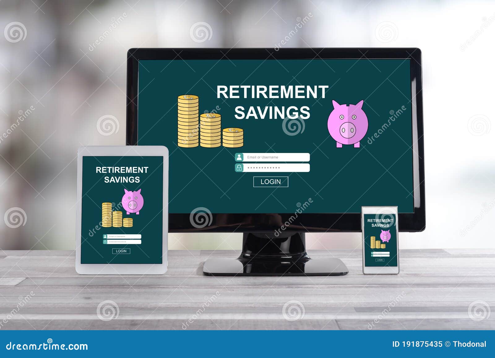 Retirement Savings Concept on Different Devices Stock Image - Image of ...