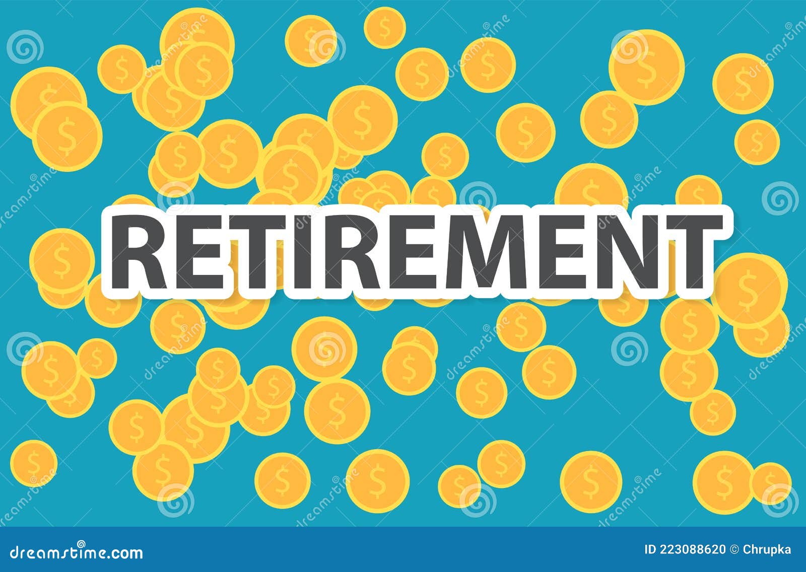 Retirement Word on Dollar Coins, Concept of Wealth Stock Vector ...
