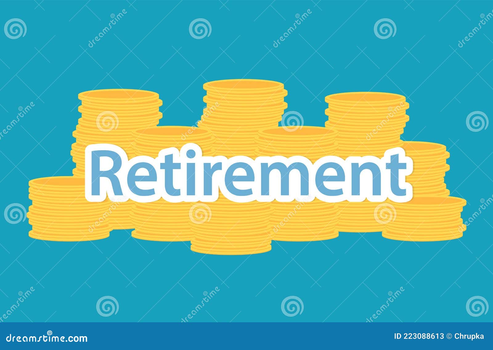 Retirement Word and Stack of Gold Coins, Concept of Wealth Stock Vector ...