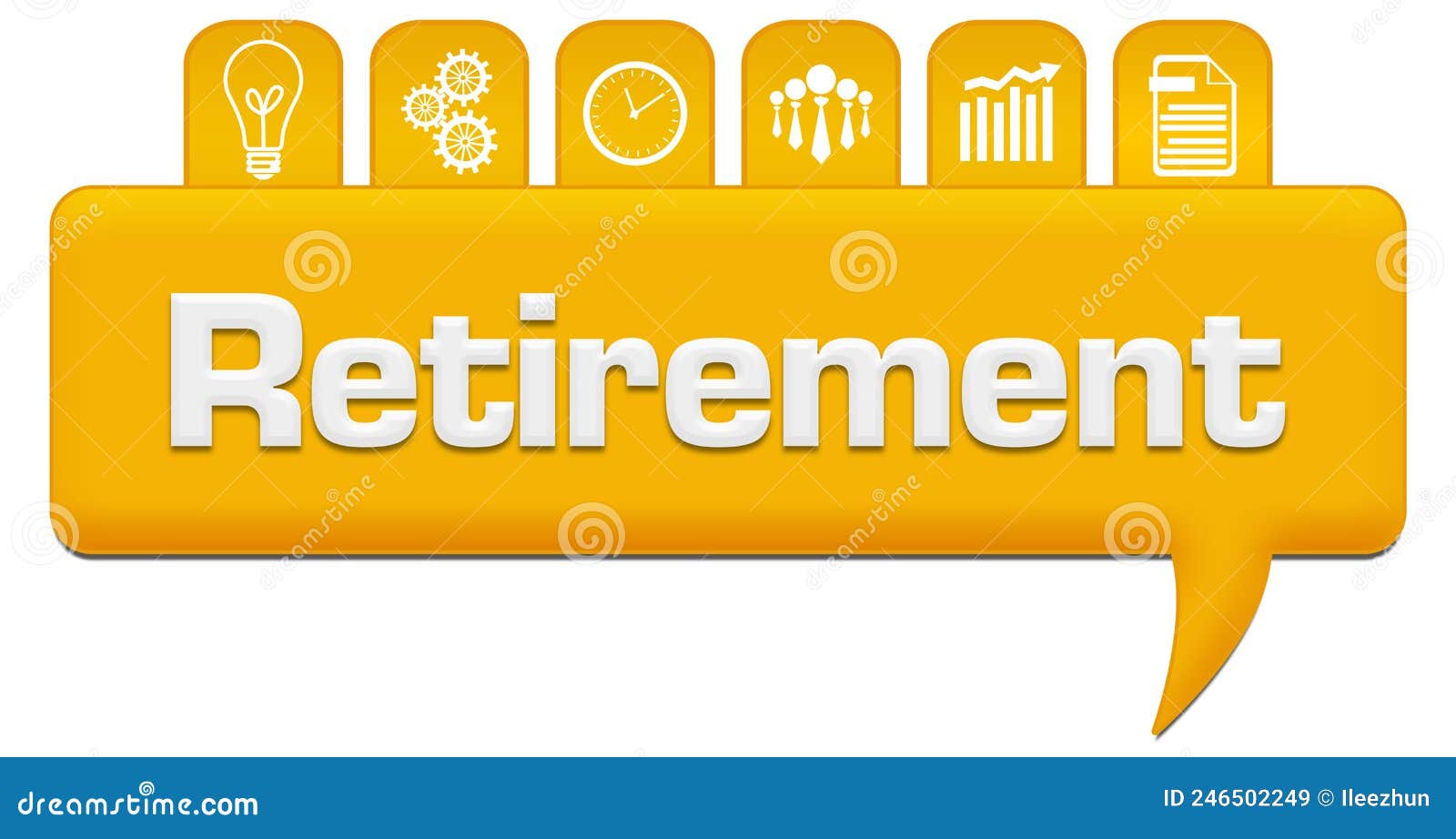 Retirement Yellow Comment with Symbols on Top Stock Illustration ...