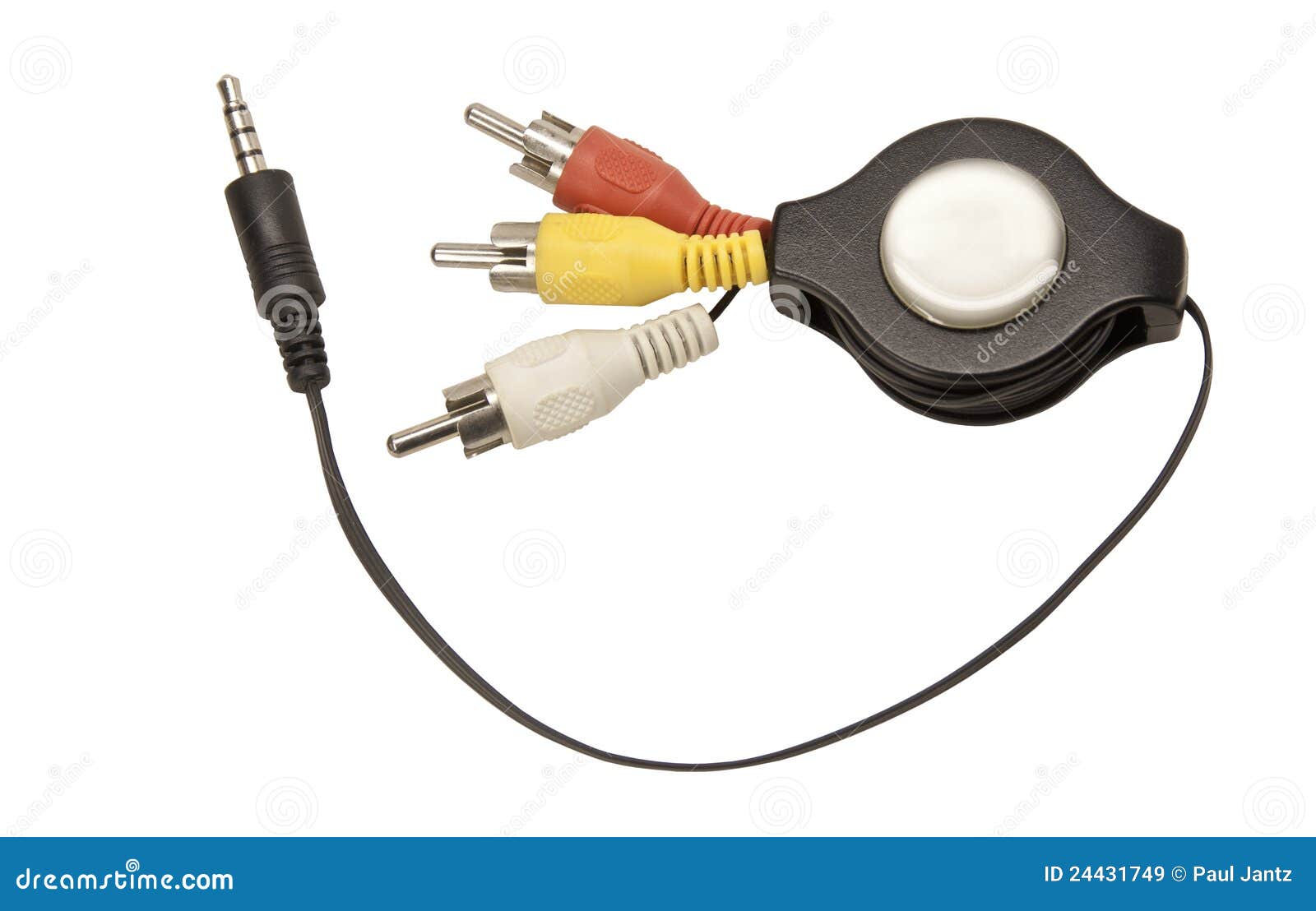 Retractable Audio and Video Connectors Stock Image - Image of white ...