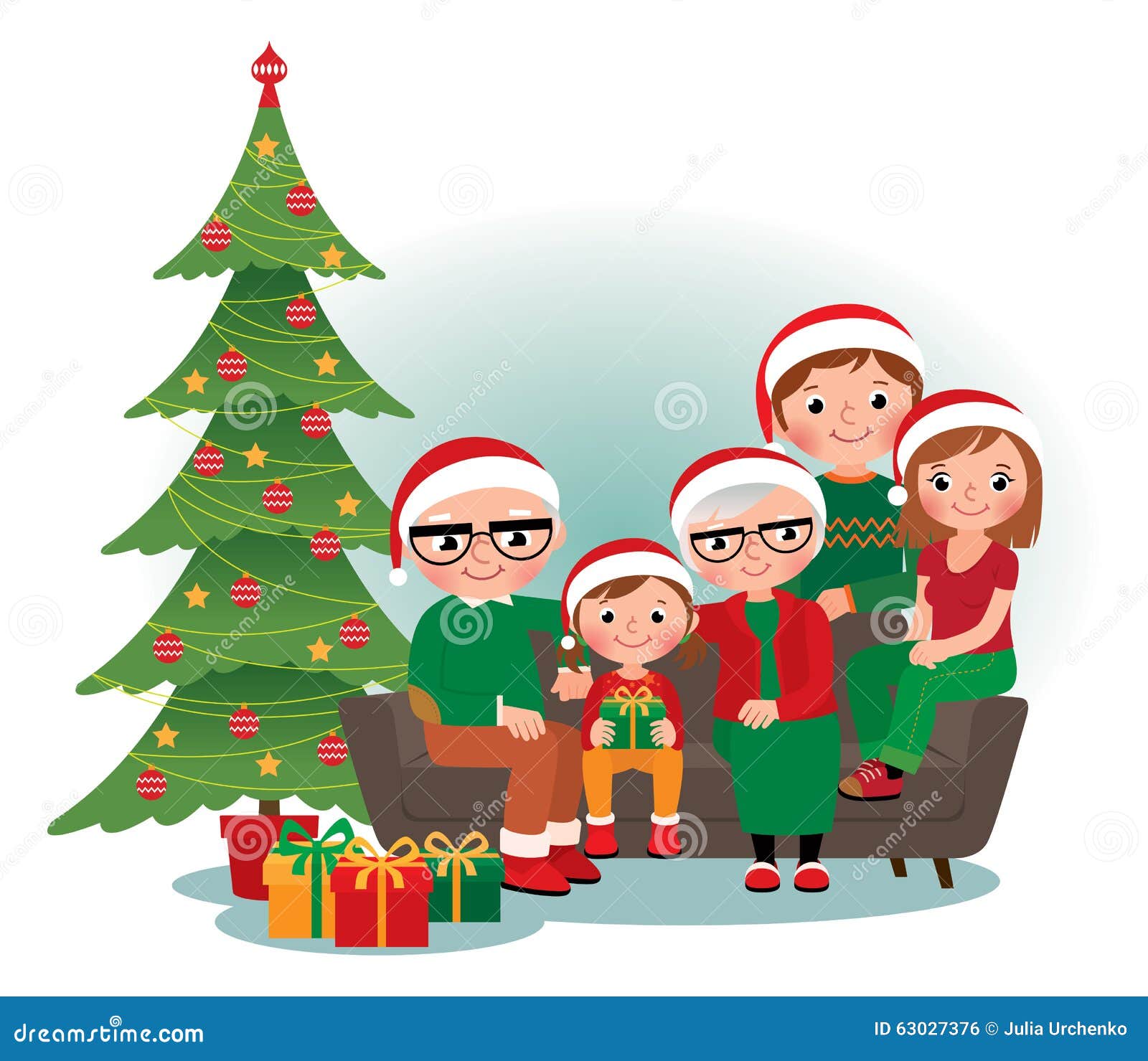 Retrato Da Família Do Natal Ilustração do Vetor - Ilustração de menino ...