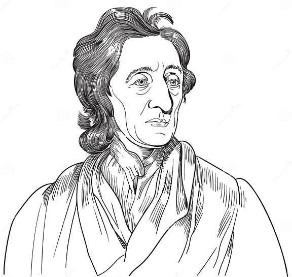 Retrato De John Locke No Estilo De Desenho Animado Ilustração Do Vetor Ilustração De Sabido