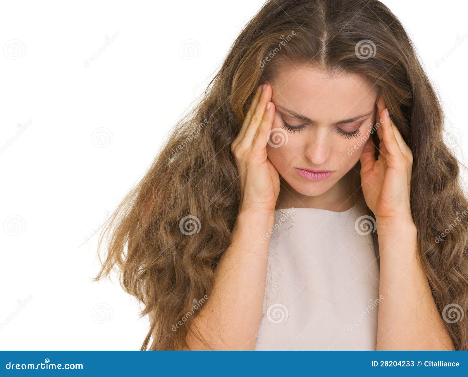 Retrato De La Mujer Joven Subrayada Imagen de archivo - Imagen de tenso ...