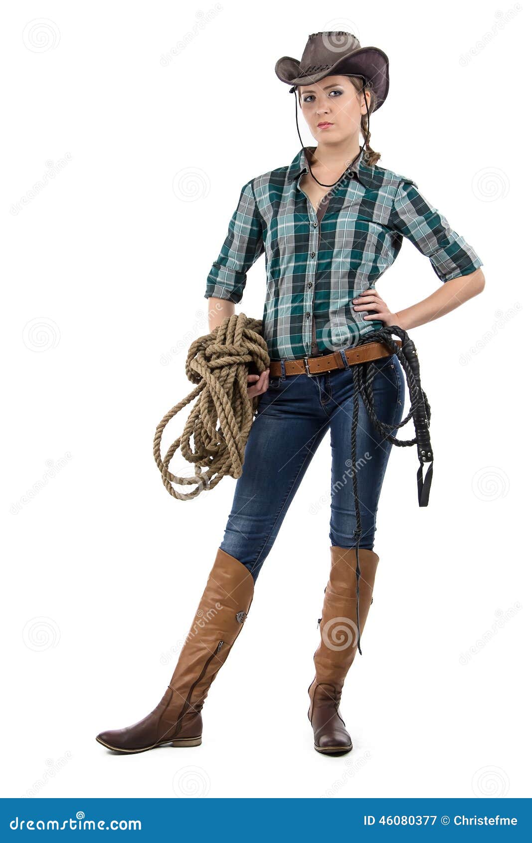 Retrato De La Vaquera Con La Guita Imagen de archivo - Imagen de hembra ...