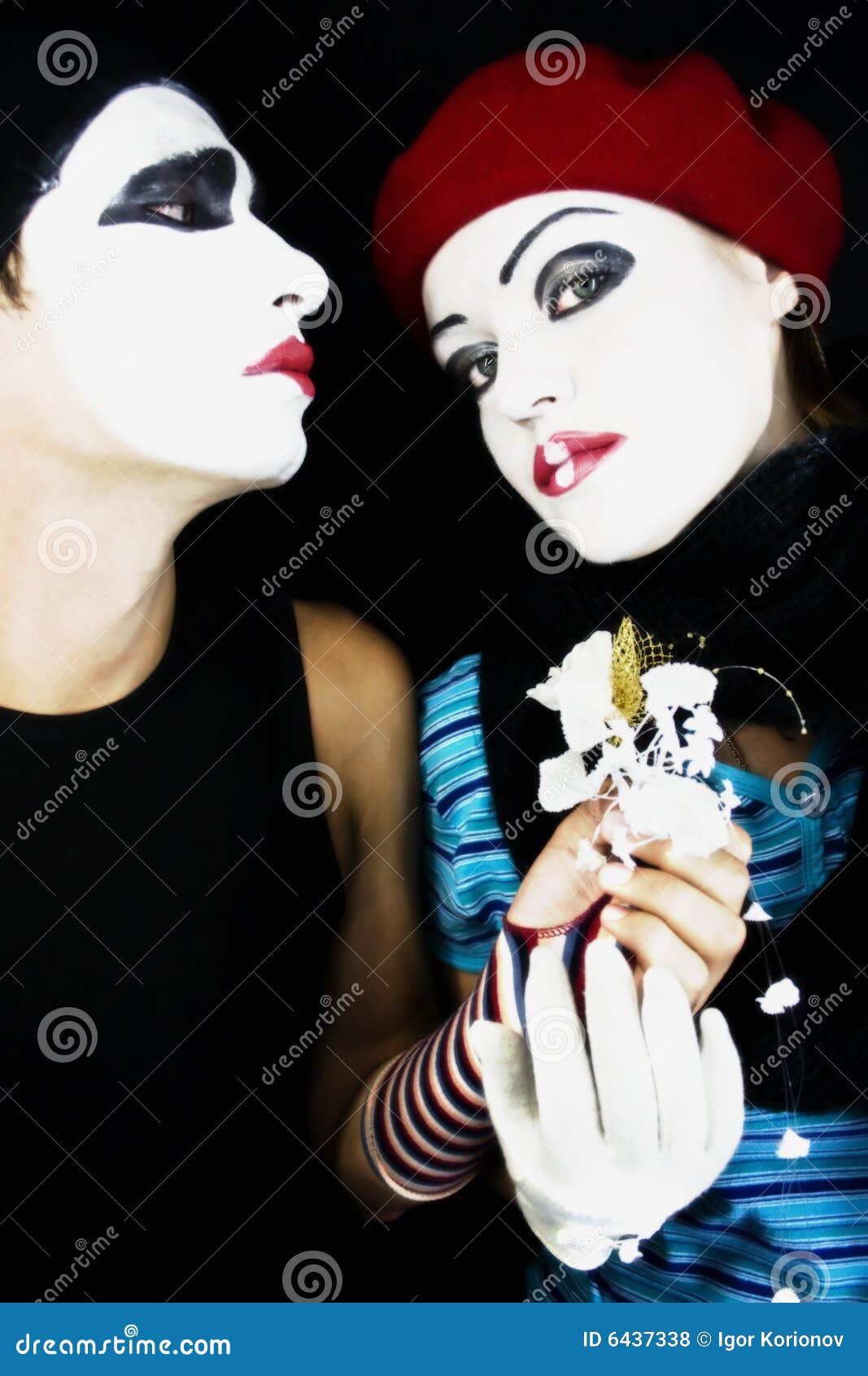 Retrato de los mimes foto de archivo. Imagen de casquillo - 6437338