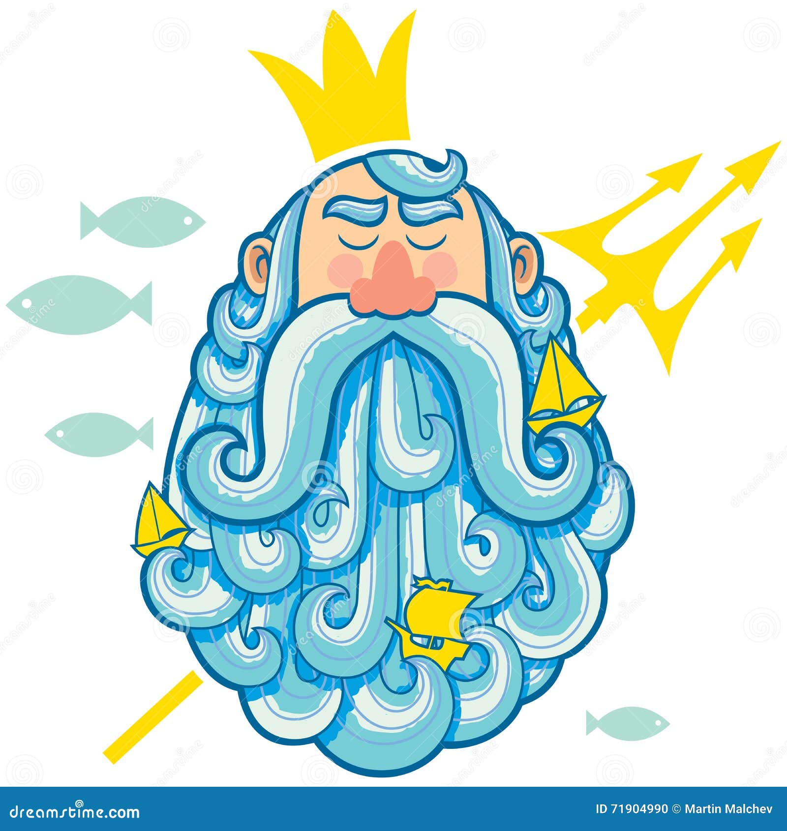 Retrato de Netuno ilustração do vetor. Ilustração de fantasia - 71904990