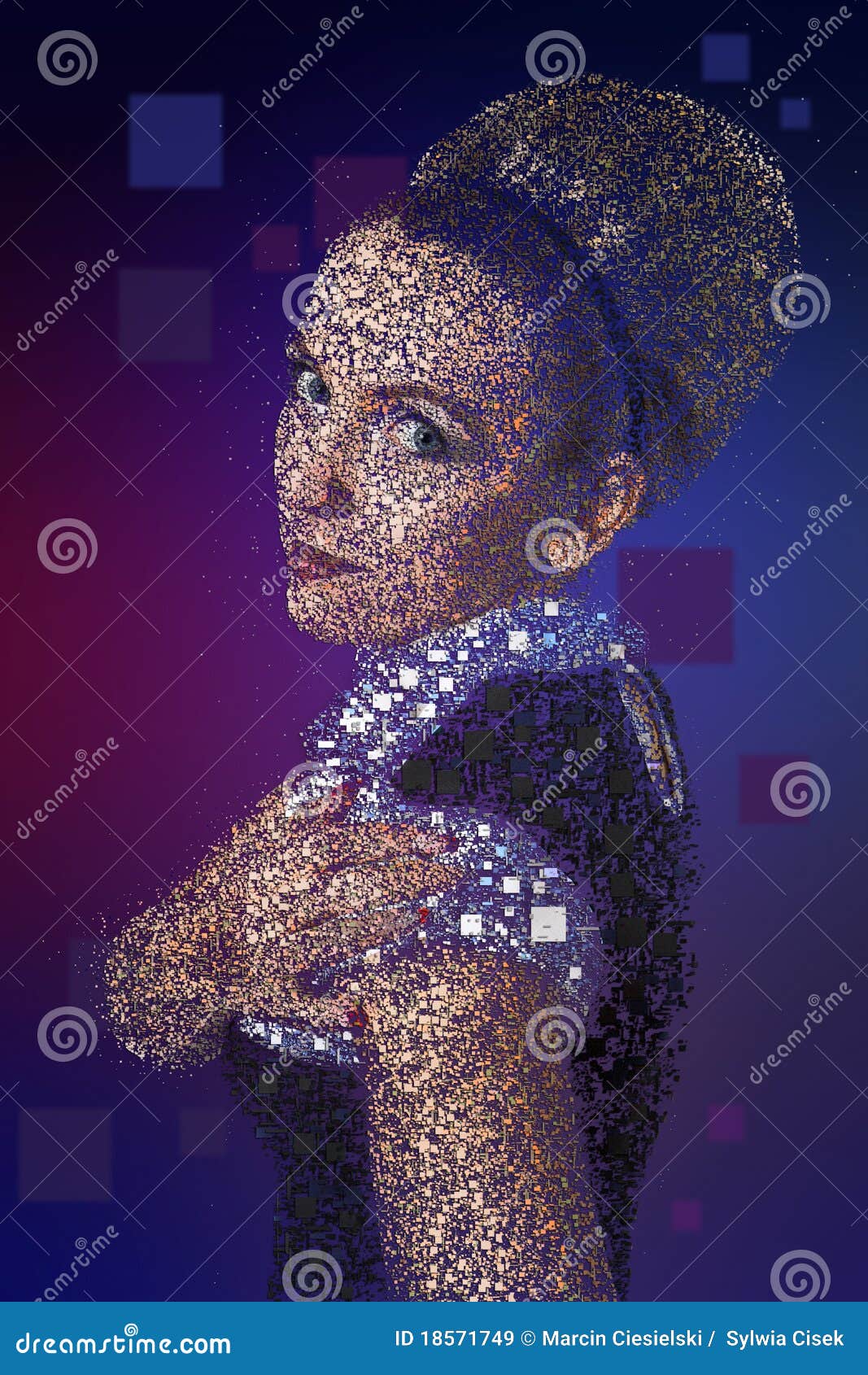 Retrato de Pixelated stock de ilustración. Ilustración de multicolor ...