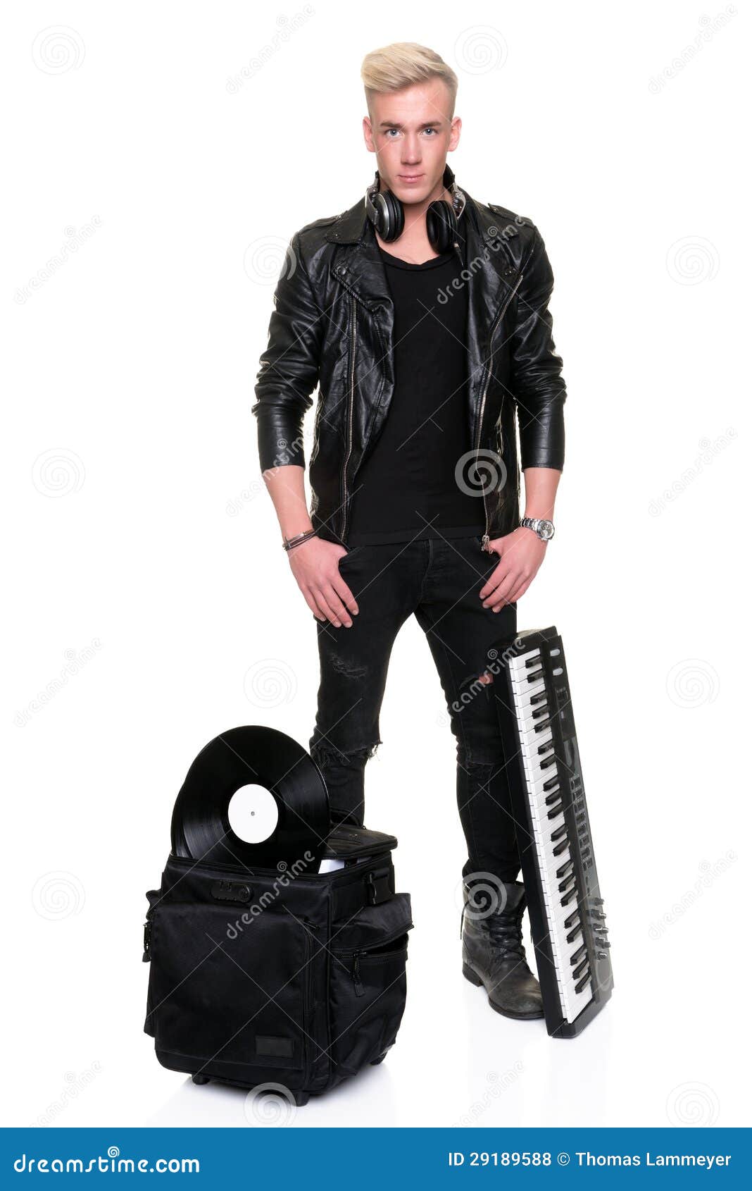 Retrato de um DJ novo foto de stock. Imagem de musical - 29189588