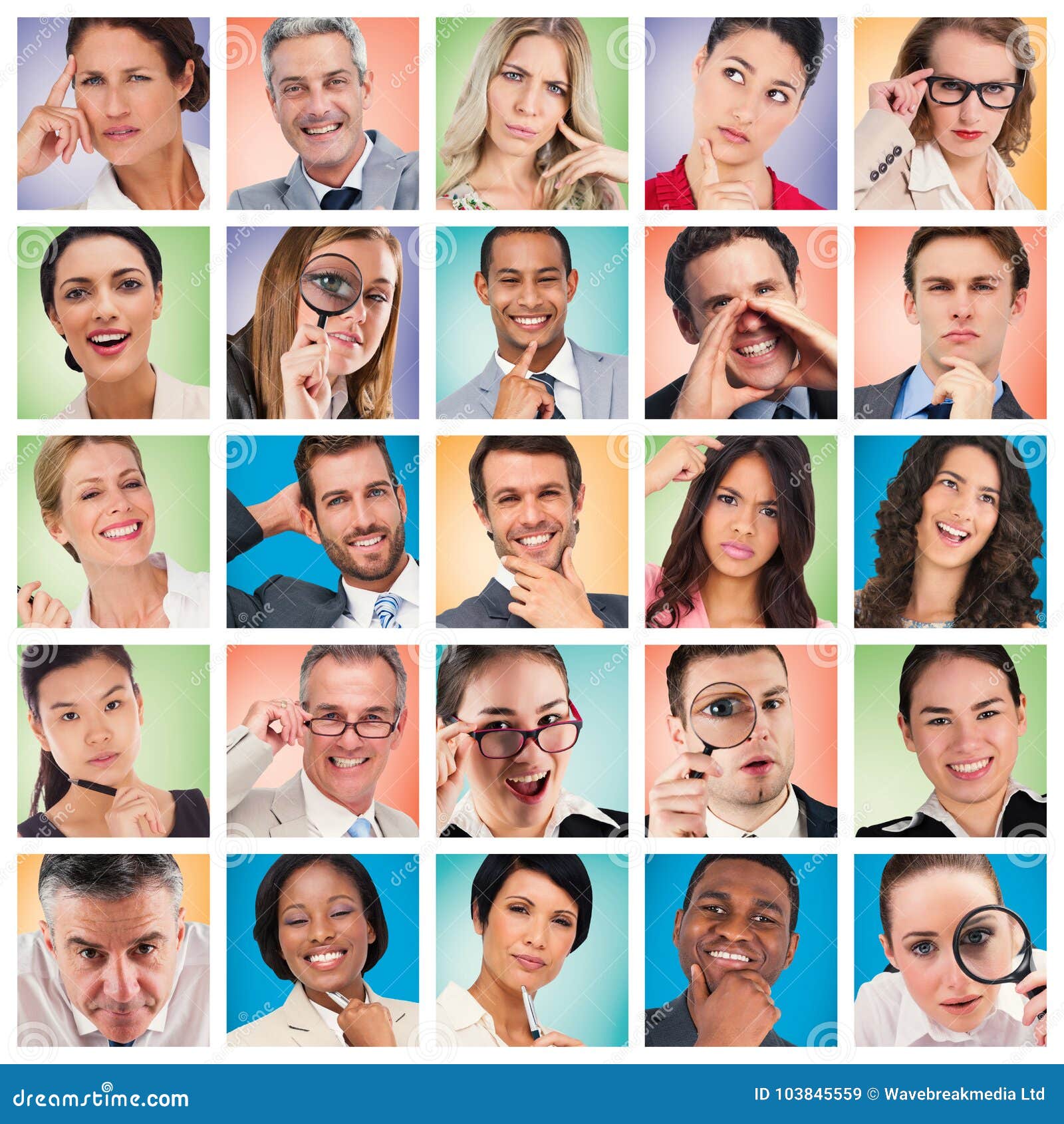 Retrato 5x5 Del Collage De La Gente Imagen de archivo - Imagen de ...