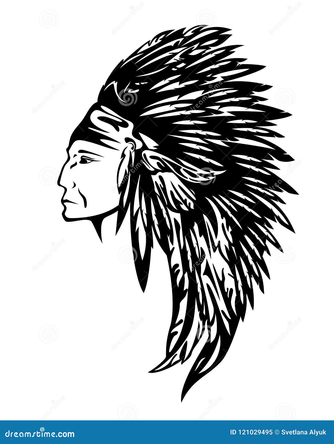 Retrato Del Perfil Del Vector Del Jefe Indio Ilustración del Vector ...