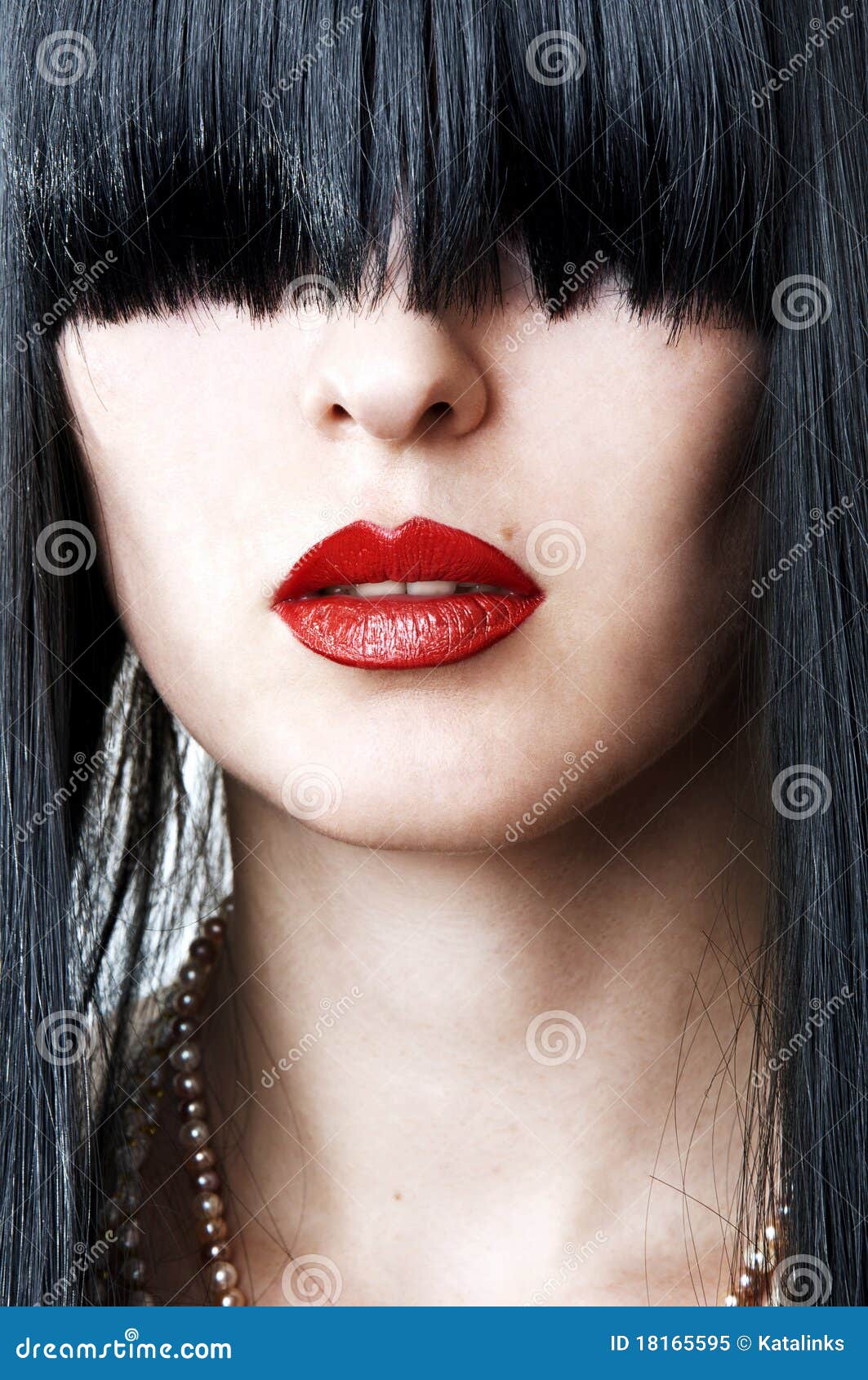 Retrato Del Primer De La Cara De La Mujer Con Los Labios Rojos Imagen ... Retrato Del Primer De La Cara De La Mujer Con Los Labios Rojos Imagen ...