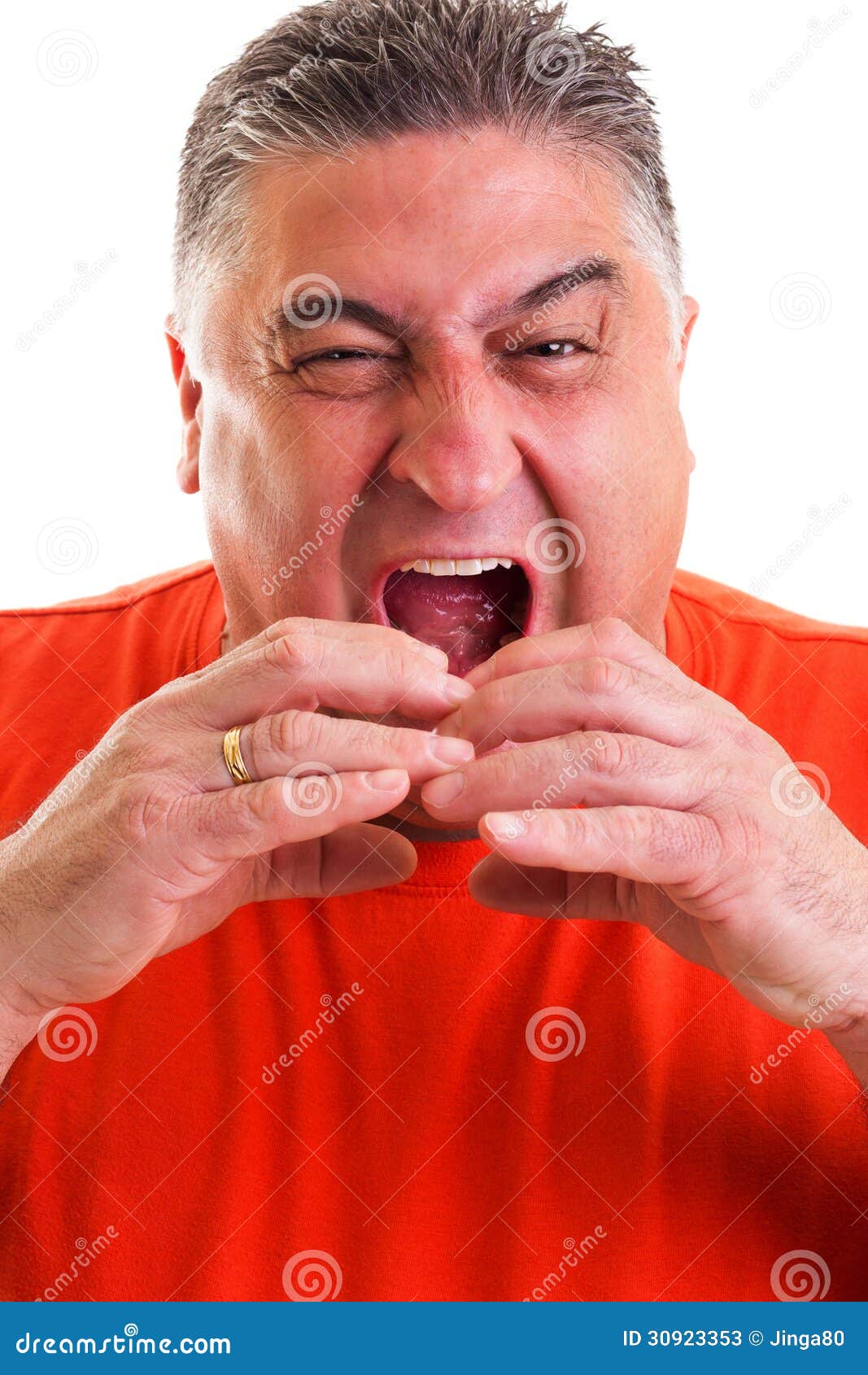 Retrato Del Primer De Un Hombre Expresivo Que Finge Comer Un Sandw ... Retrato Del Primer De Un Hombre Expresivo Que Finge Comer Un Sandw ...