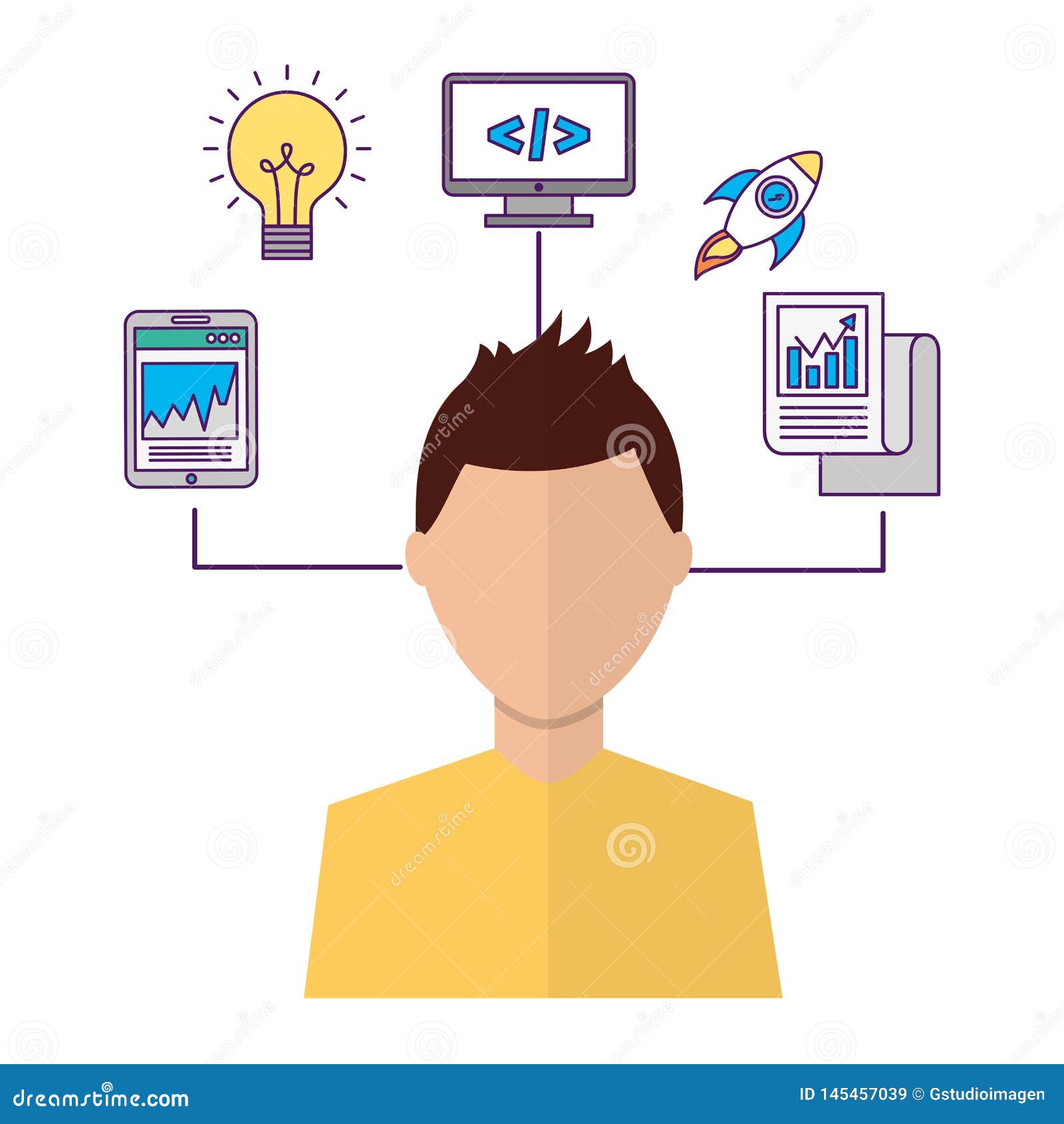 Retrato Del Programador De La Codificaci?n Del Hombre Ilustración del ...