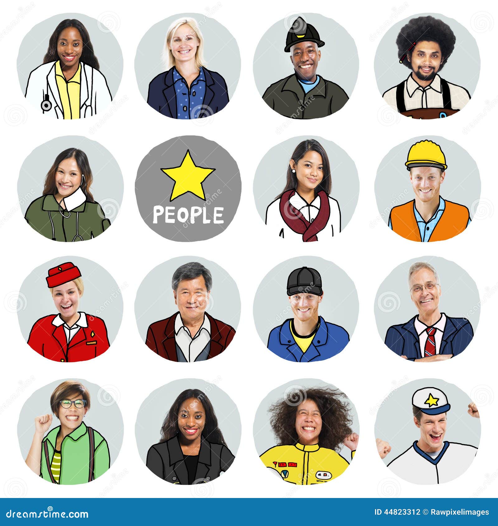 Retratos De Povos Diversos Com Trabalhos Diferentes Foto de Stock ...