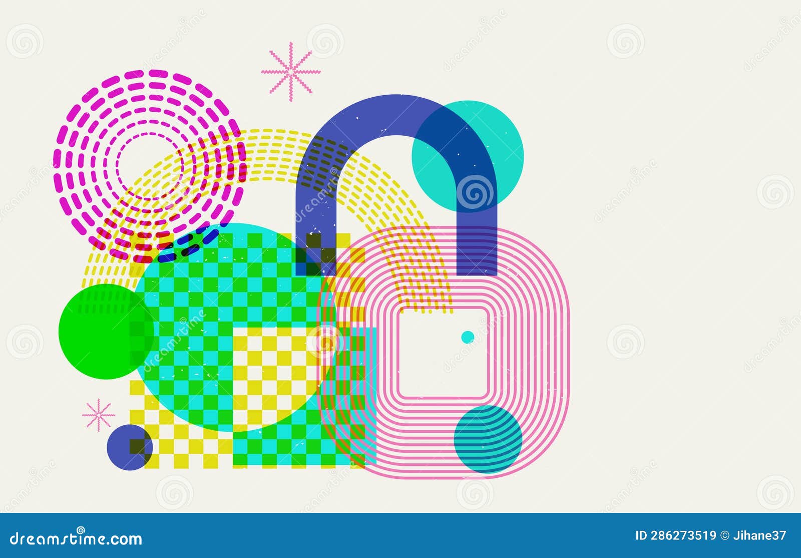 Risograph Artwork Blending Geometric Shapes Like Circles, Squares, And ...