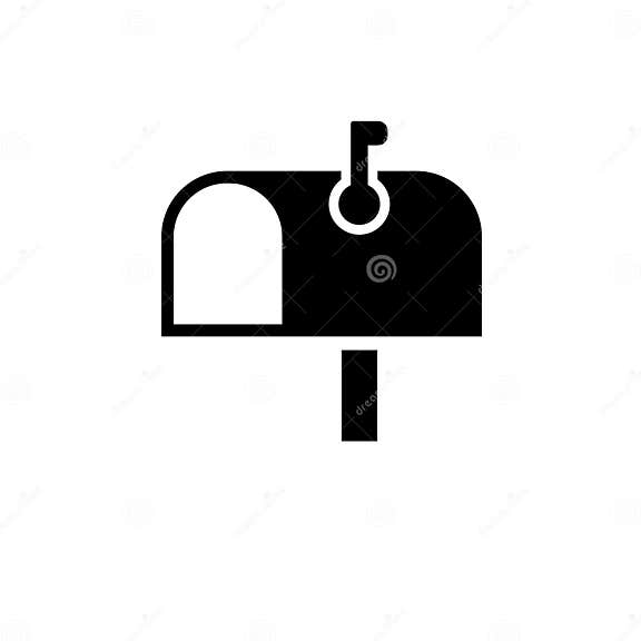 Retro Adress Postbox, Open Postal Mailbox Solid Flat Vector Icon Isolated on White Background ...