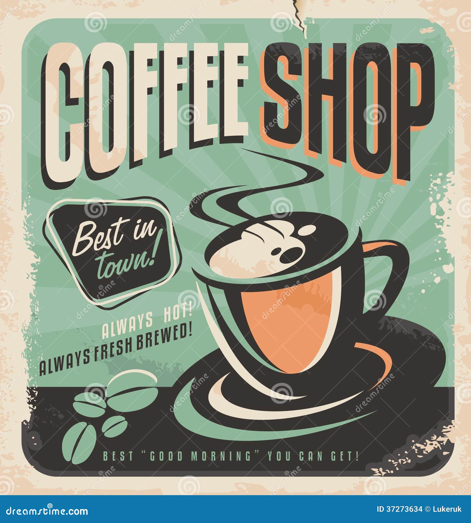 Retro Affiche Voor Koffiewinkel Vector Illustratie - Illustration of ...