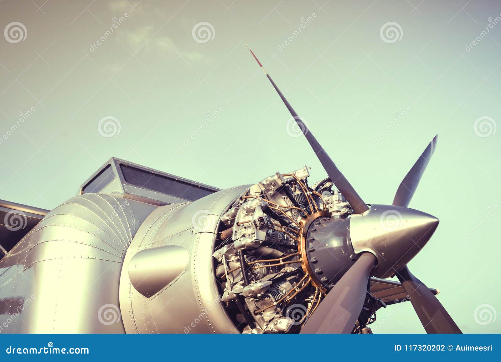 Airplane Engine and Propeller Stock Photo - Image of closeup, retro ...